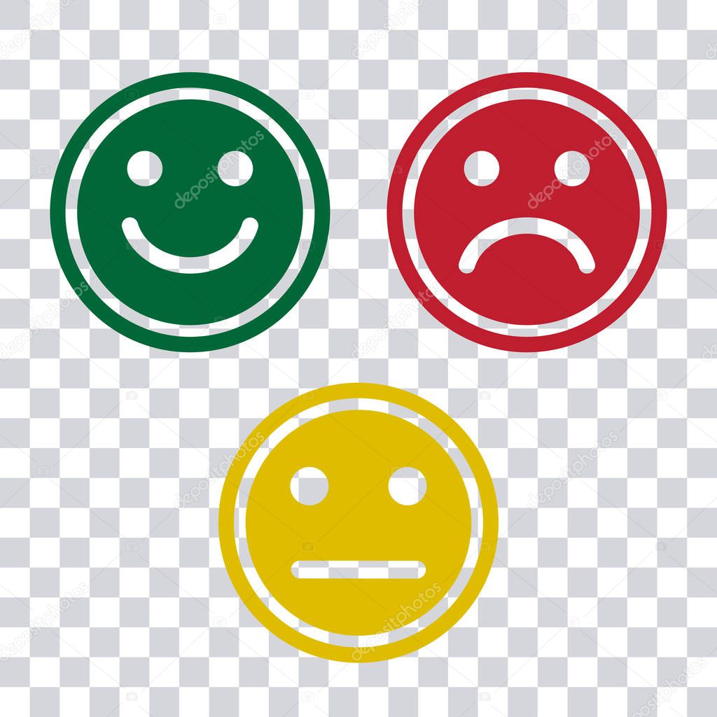 Grüne Rote Und Gelbe Smileys Emoticons Icon Auf Transparentem ...