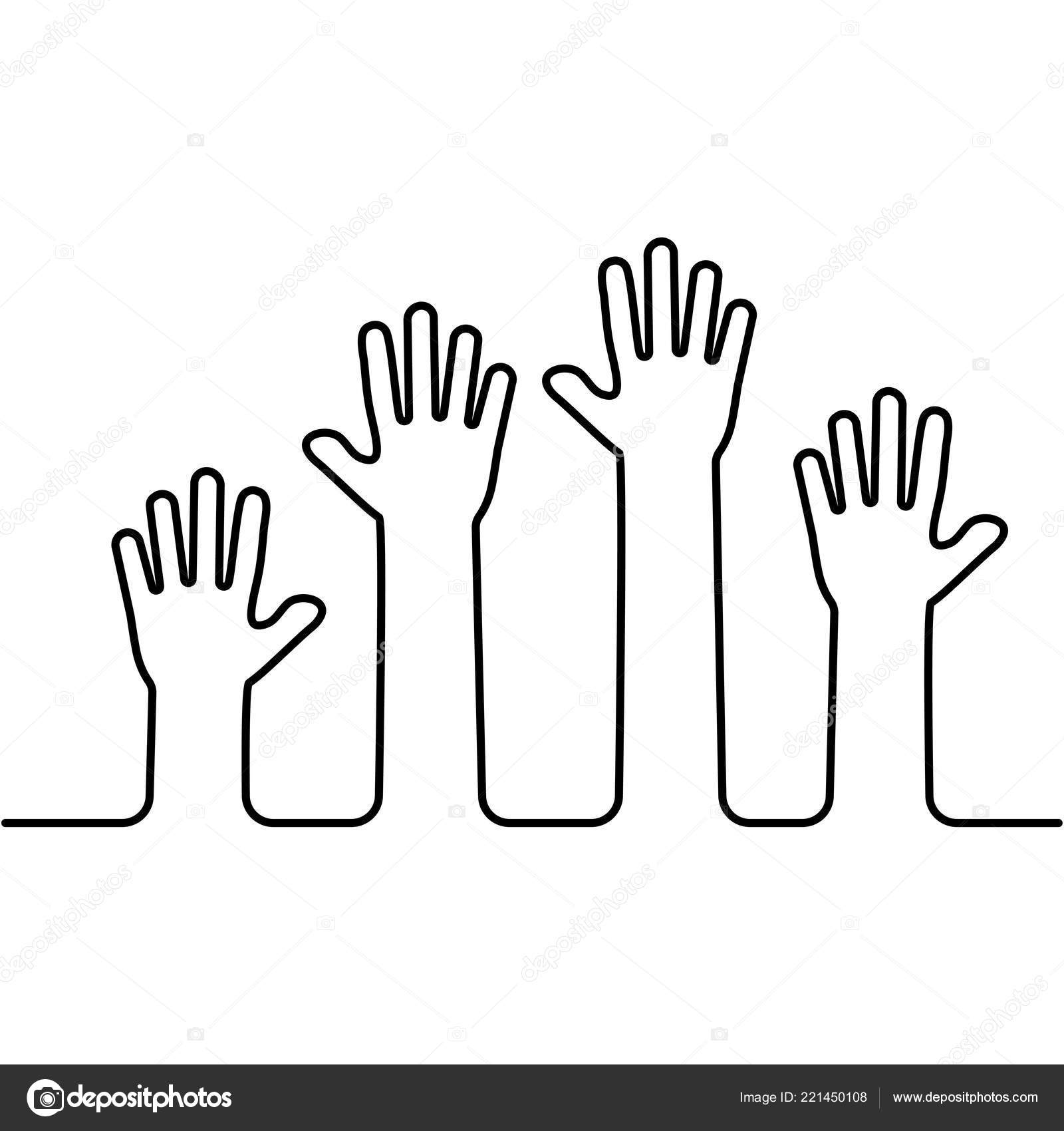 Raised Hands Business Concept Volunteering Black Outline Design Vector ...