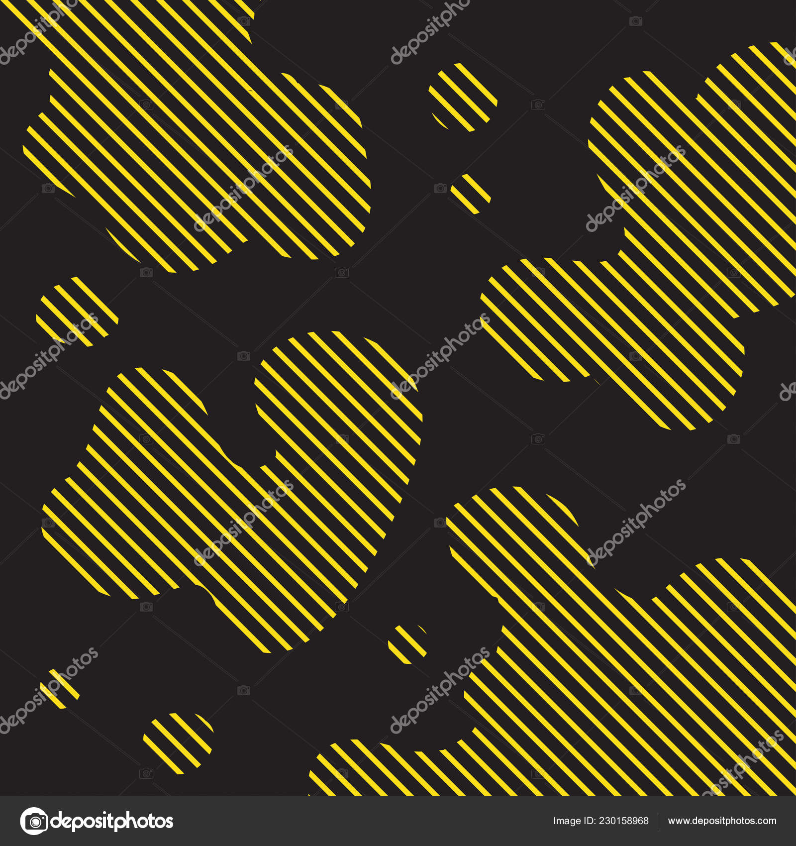 Yellow Spots Black Background Parallel Lines Striped Pattern Vector ...