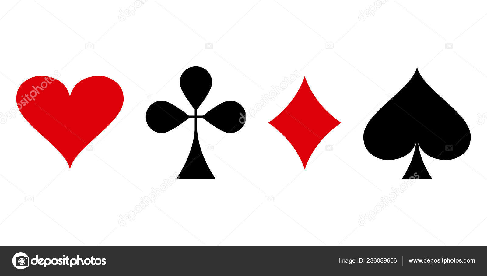 Red Black Poker Card Suit Heart Club Diamond Spade Isolated Stock ...