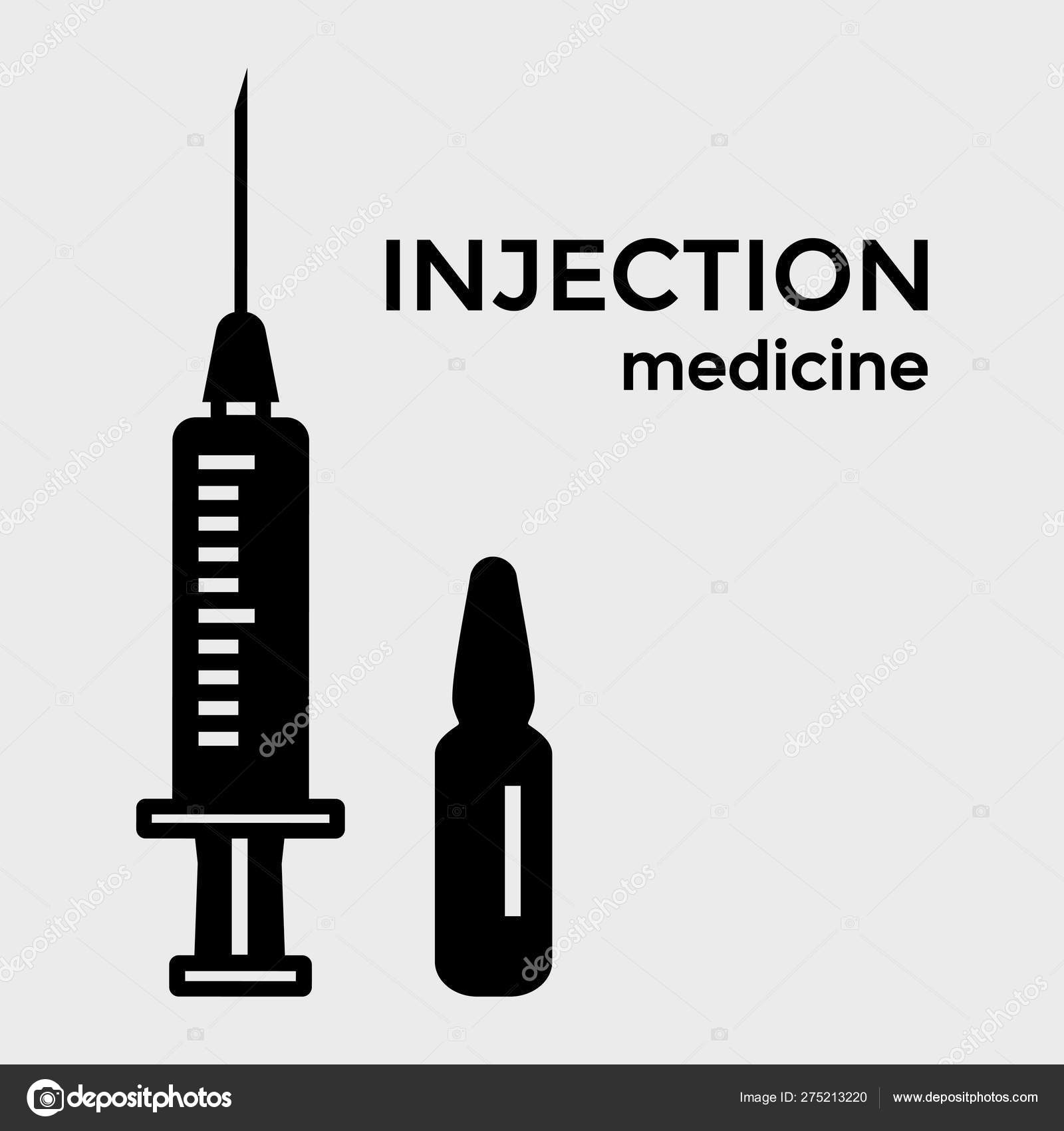 Injection medicine. Syringe and ampoule icon. Vector illustration Stock ...