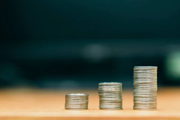 step of coins stacks, money, saving and investment or family planning ...