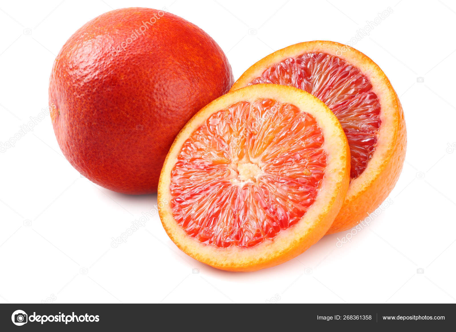 Red blood orange fruit with slices isolated on white background Stock ...