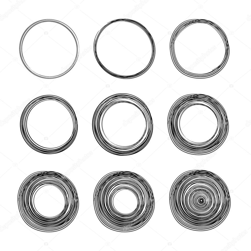 Juego de bocetos dibujado a mano. Vector círculo garabato garabato ...