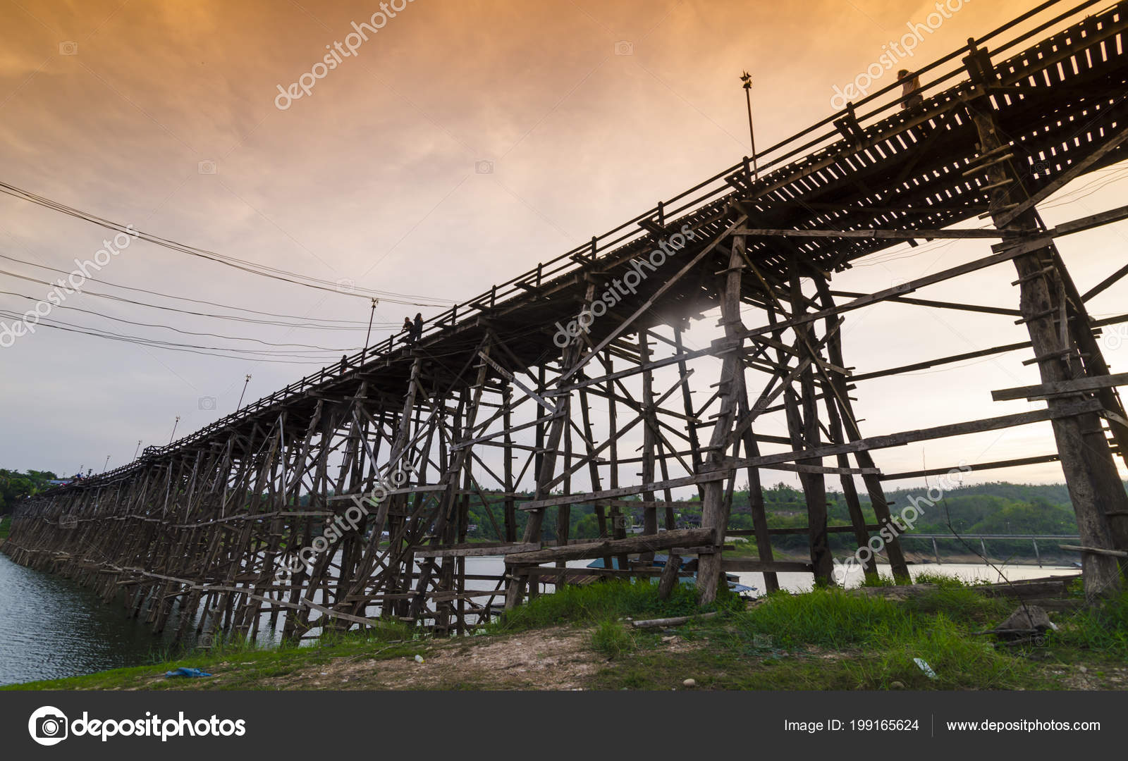Old Wooden Bridge Bridge Collapse Bridge River Wood Bridge Mon — Stock ...