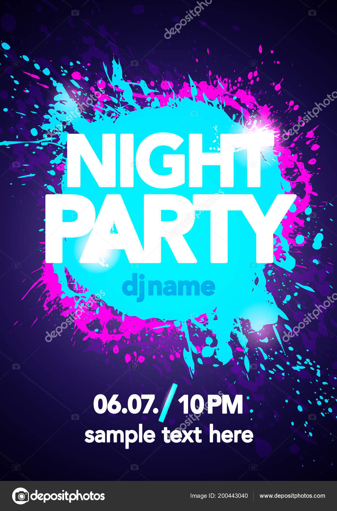 Vector Illustration Dance Party Poster Background Template Glow Lines ...