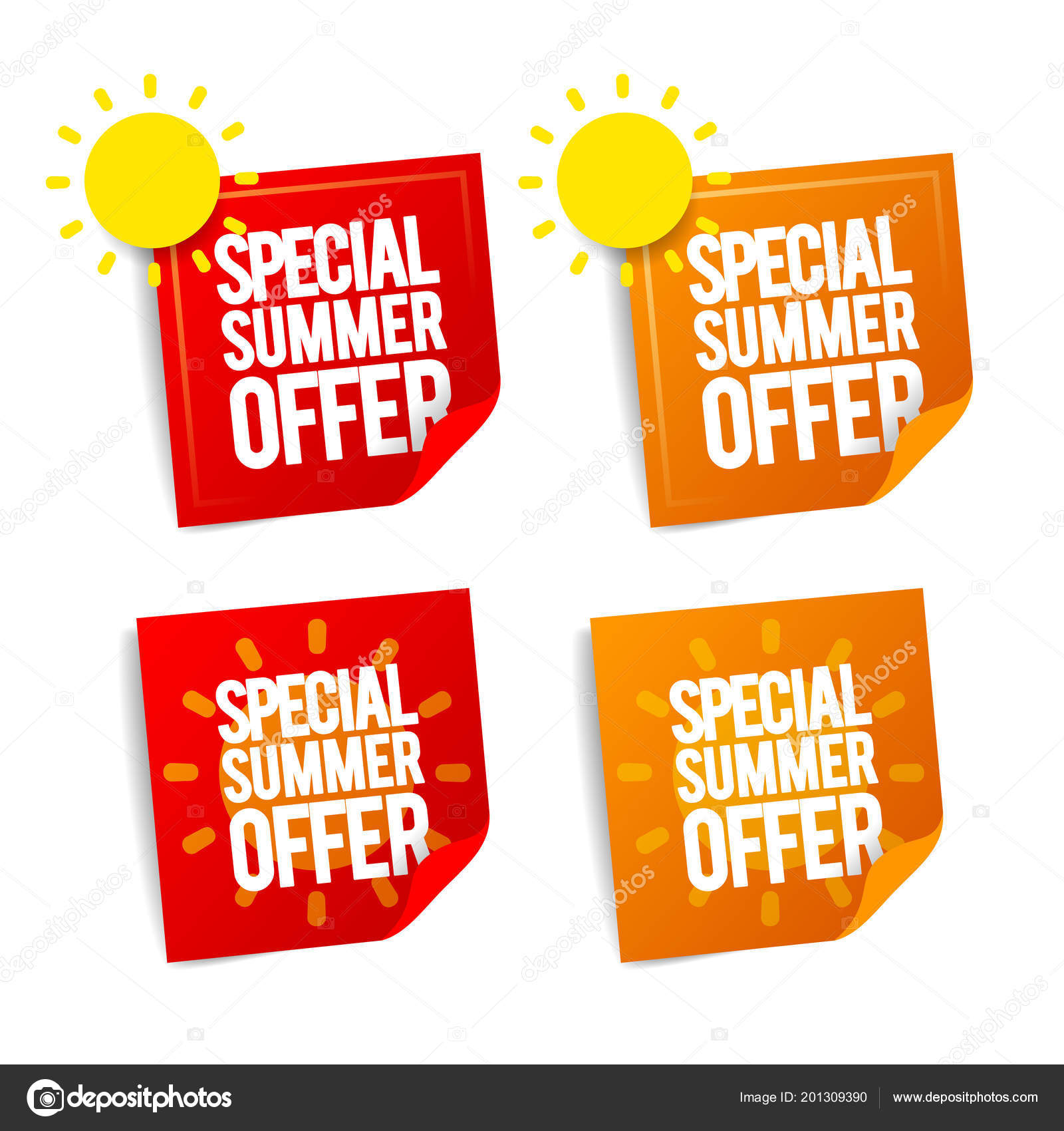 Vector Illustration Special Summer Offer Buttons Online Store Stickers ...