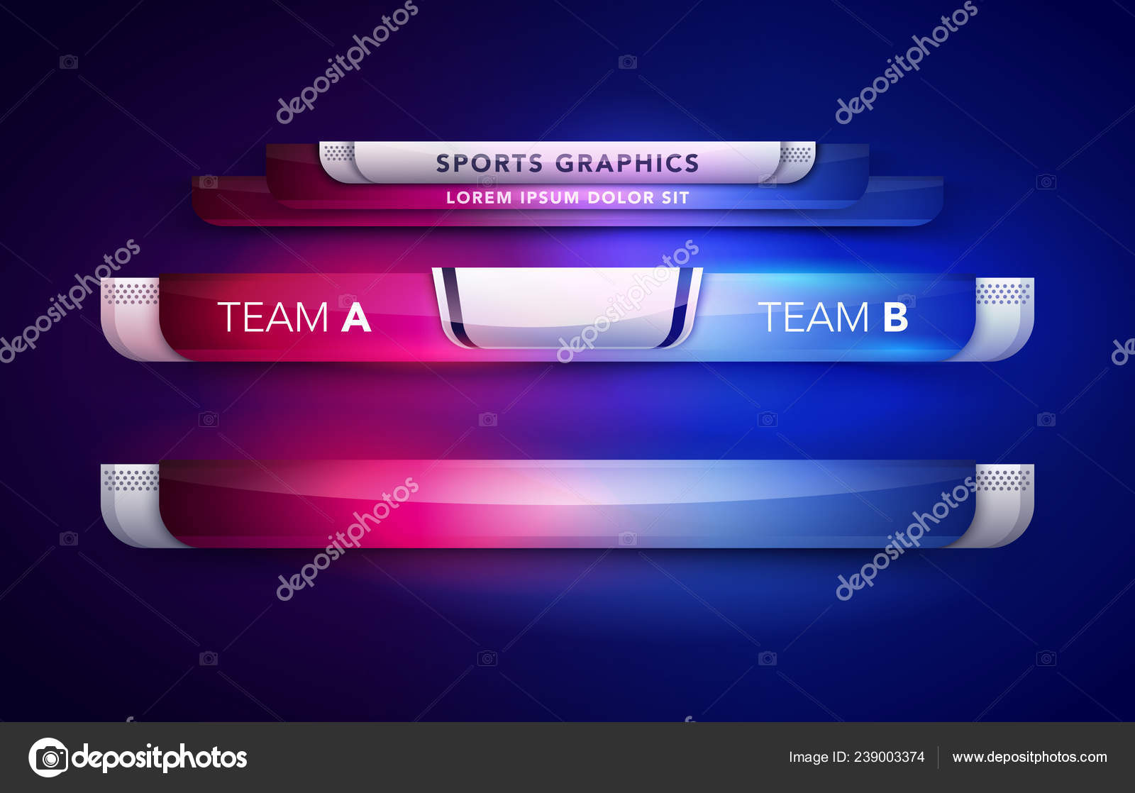 Vector Illustration Scoreboard Team Team Broadcast Graphic Lower Thirds ...