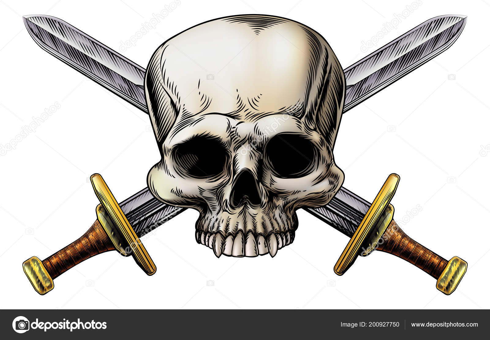 Skull and Cross Swords Sign Stock Vector Image by ©Krisdog #200927750