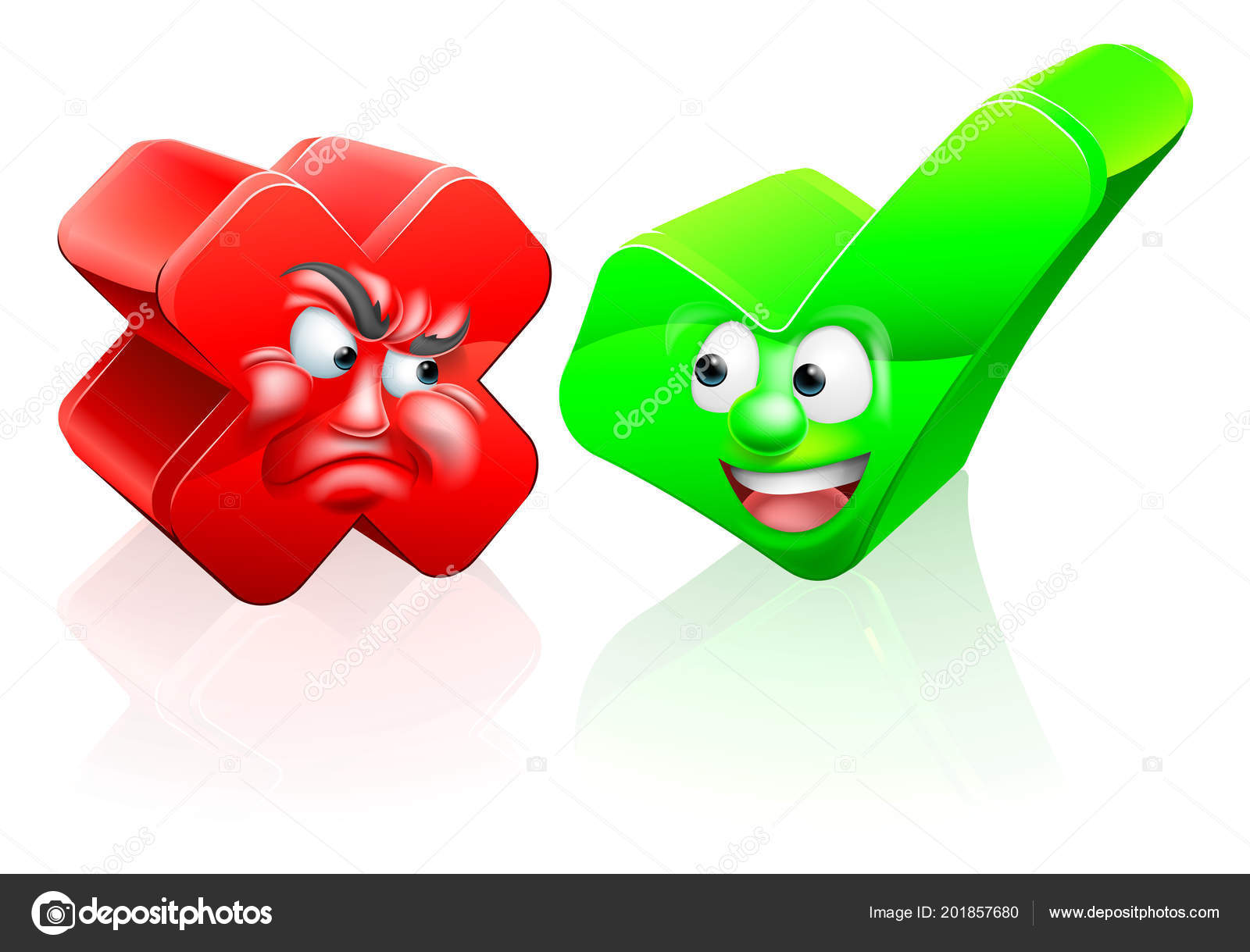 Cross and Tick Cartoon Characters Stock Vector Image by ©Krisdog #201857680