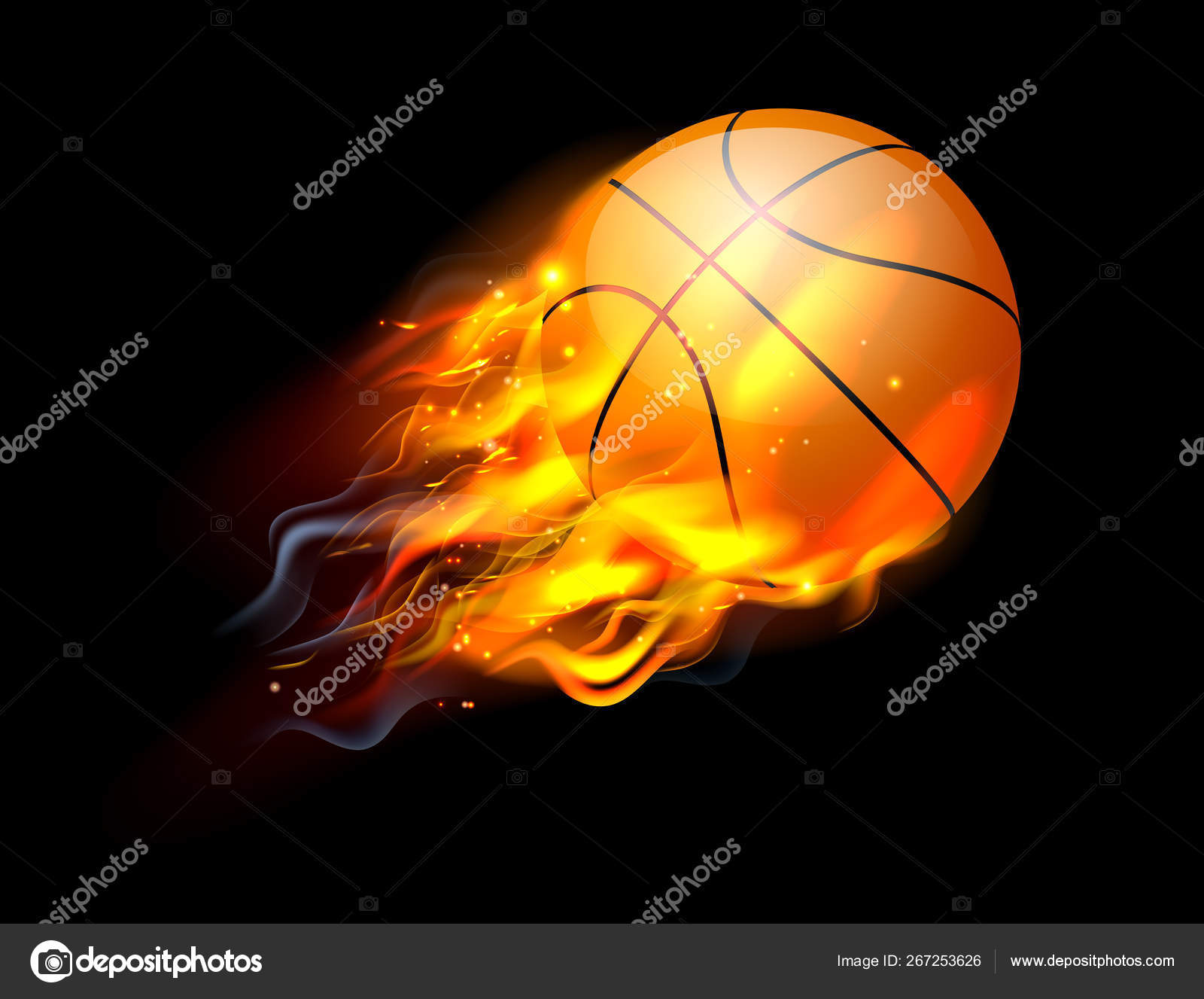 Basketball Ball on Fire Stock Vector Image by ©Krisdog #267253626
