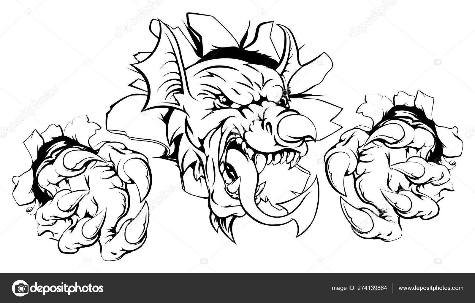 Dragón galés rompiendo a través Vector de stock por ©Krisdog 274139864