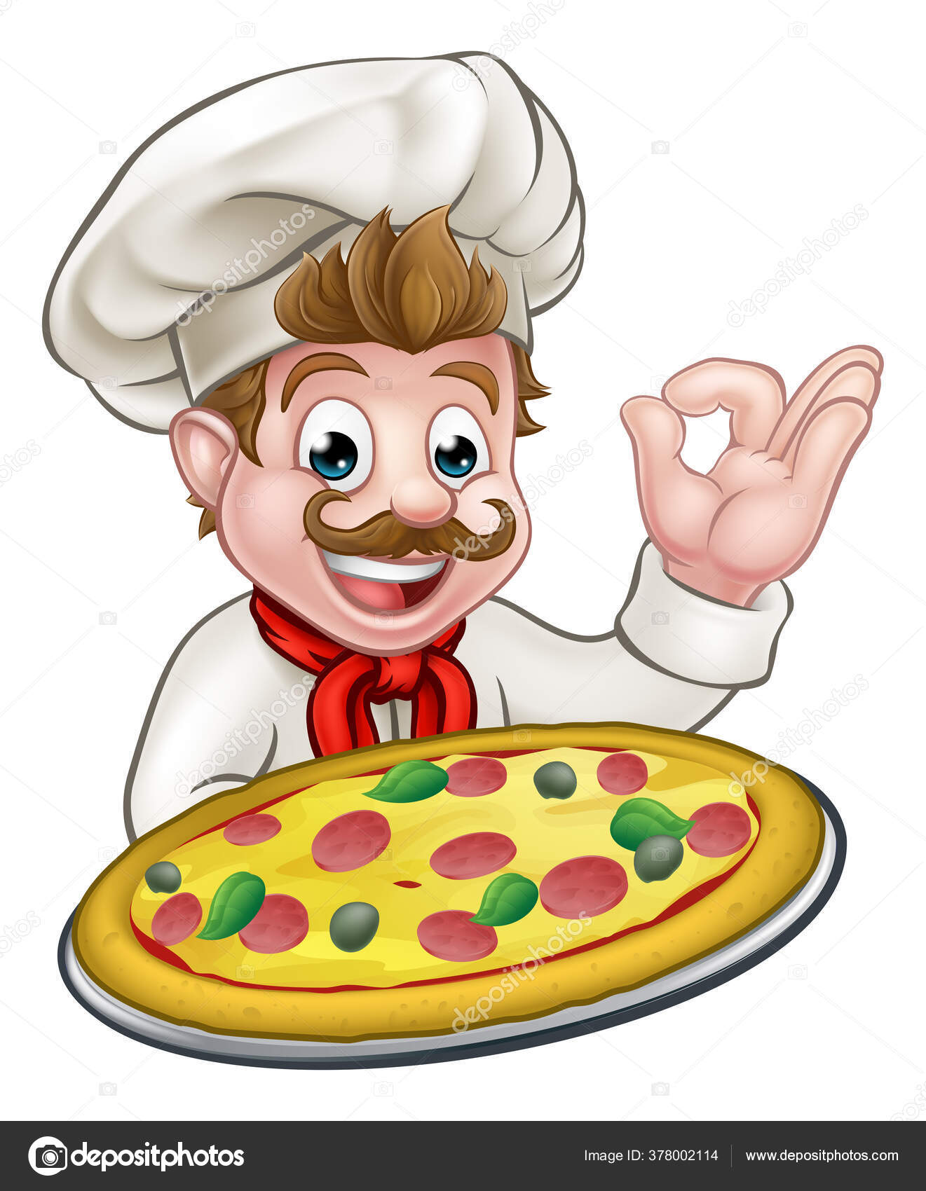 Chef Pizza Personaje de dibujos animados Mascota Vector de stock por ...