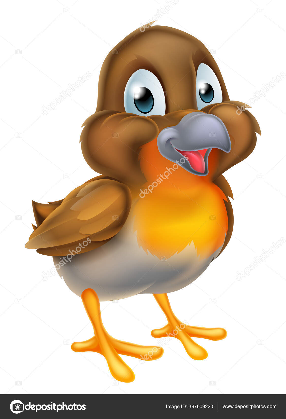 Cartoon Robin Bird Stock Illustration by ©Krisdog #397609220