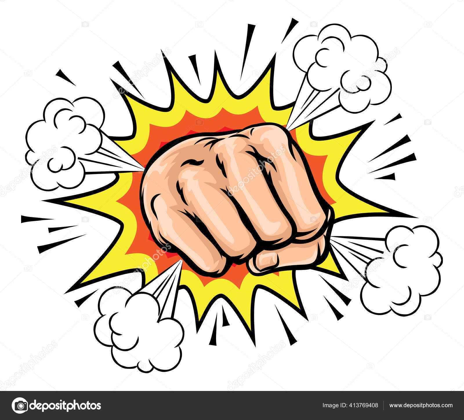 Exploding Cartoon Fist Stock Vector Image by ©Krisdog #413769408