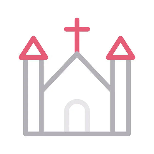 Church Thin Color Line Vector Icon — Stock Vector