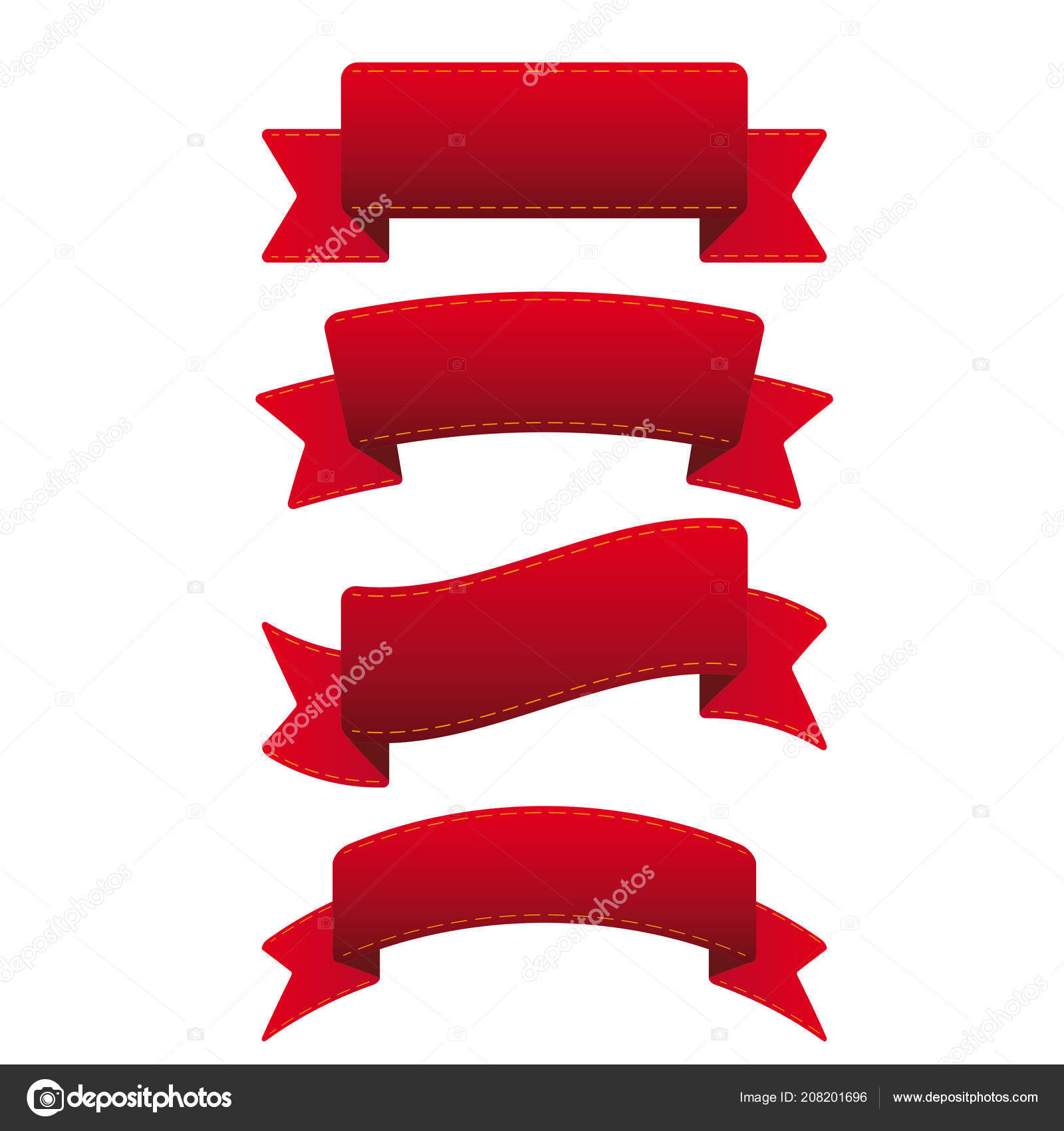 Red Ribbon Set Vector Isolated Stock Vector by ©Grounder 208201696