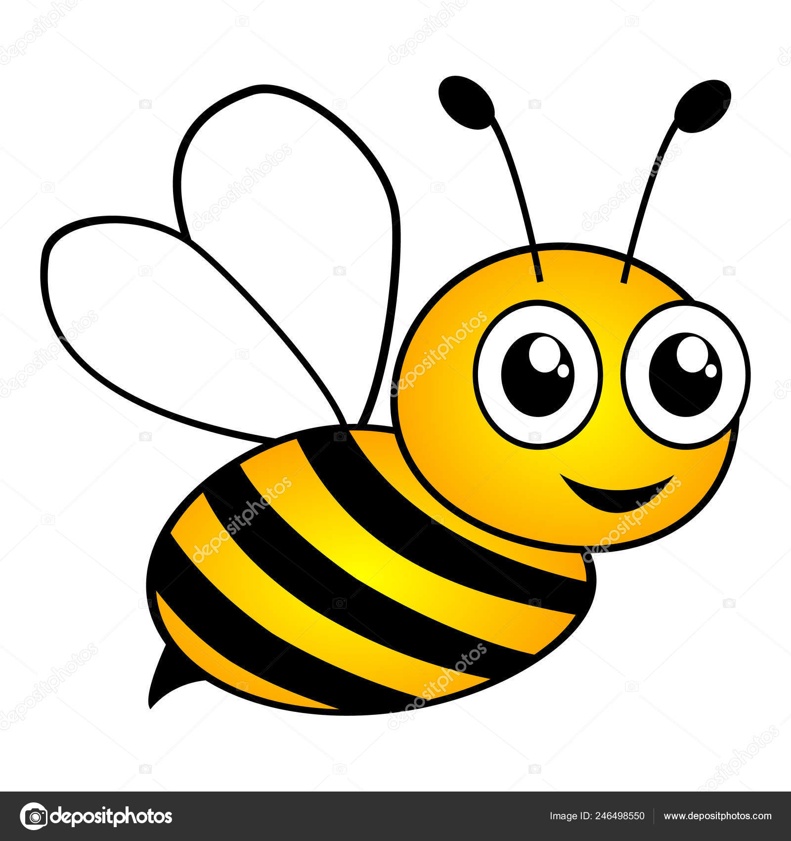 Lovely Simple Design Yellow Black Bee White Background Stock Vector by ...