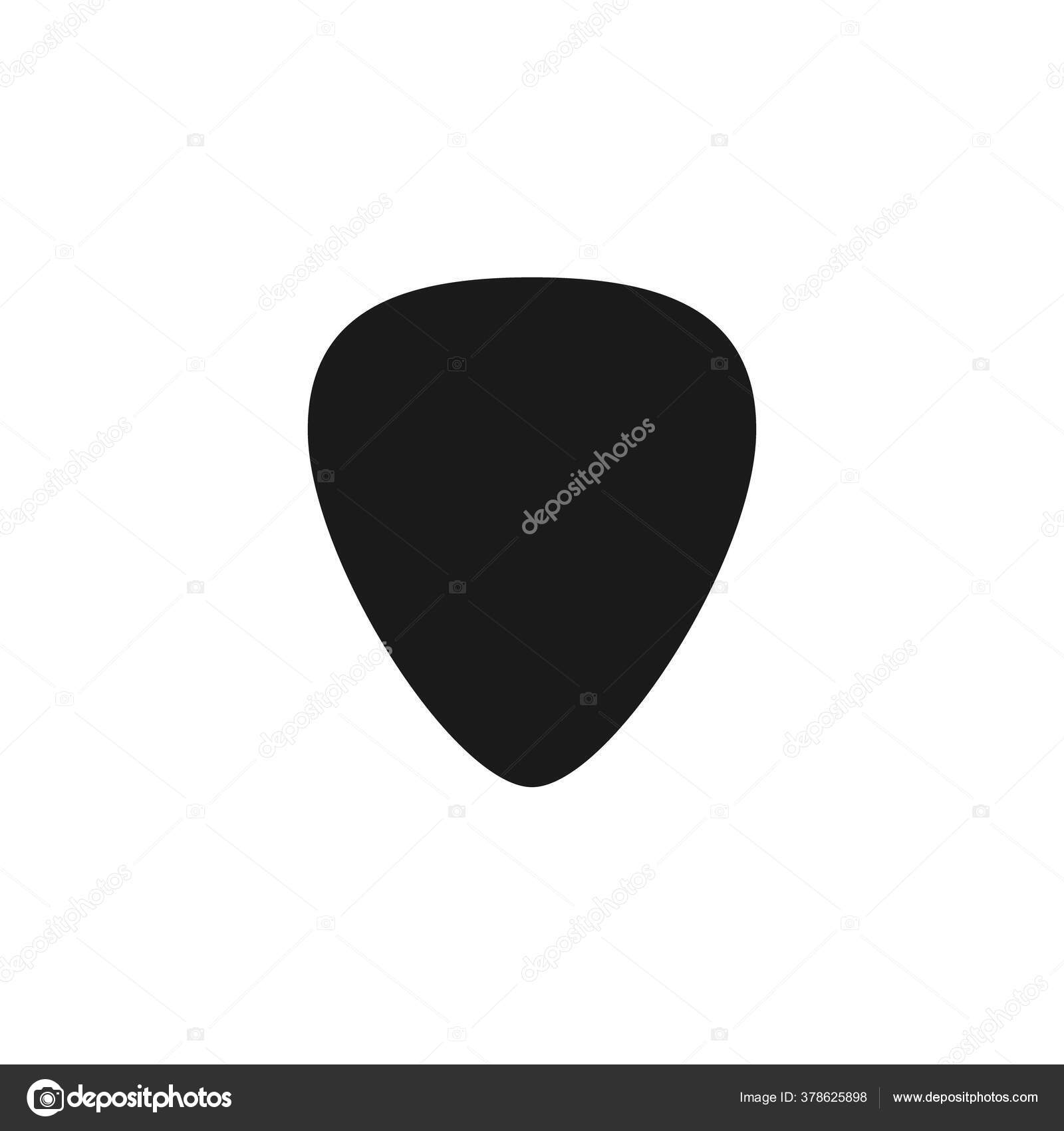 Guitar Pick Icon Black Silhouette Vector Illustration Isolated White ...