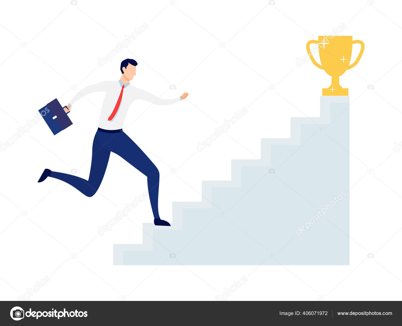 Empresario Corriendo Carrera Escalera Vector Ilustración Empleado Subiendo Las Escaleras Vector ...