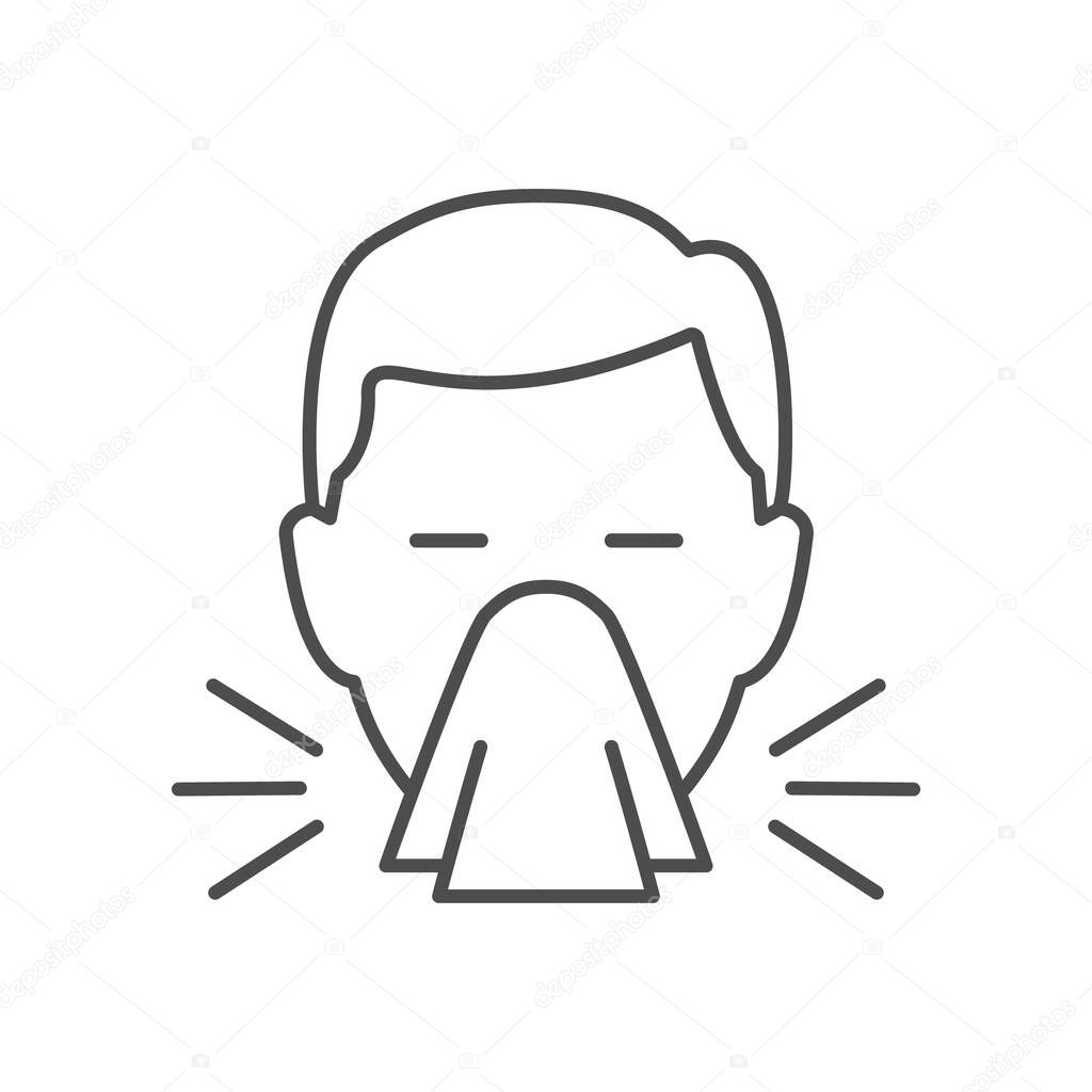 Icono de l nea de estornudo. Nariz l quida s mbolo lineal. Infecci n por gripe y signo de s ...