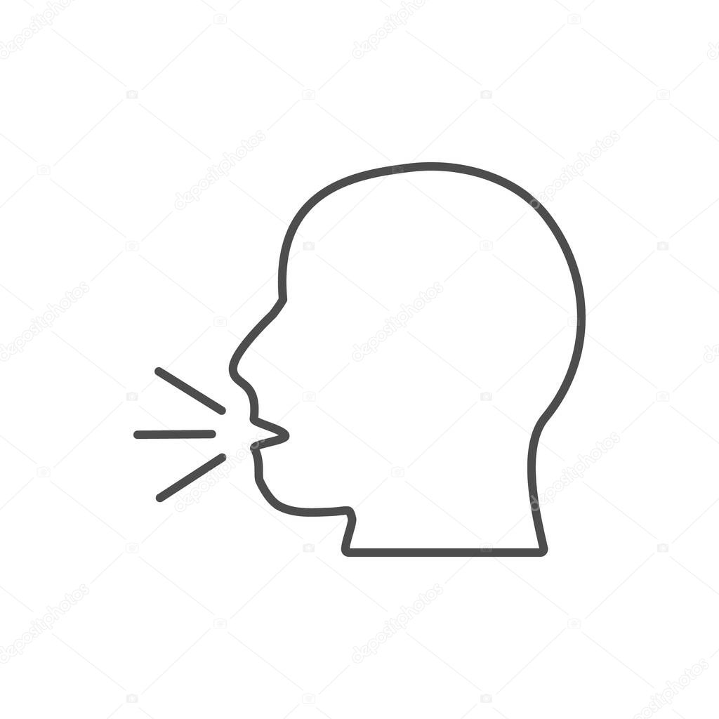 Icono de línea de tos. Ilustración de vectores de síntomas gripales y ...