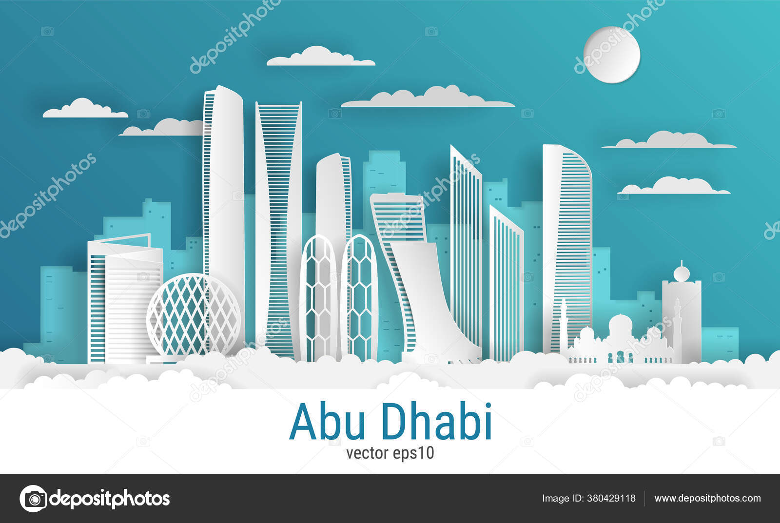 Paper Cut Style Abu Dhabi City White Color Paper Vector Stock Vector by ©avasylyk2.gmail.com ...