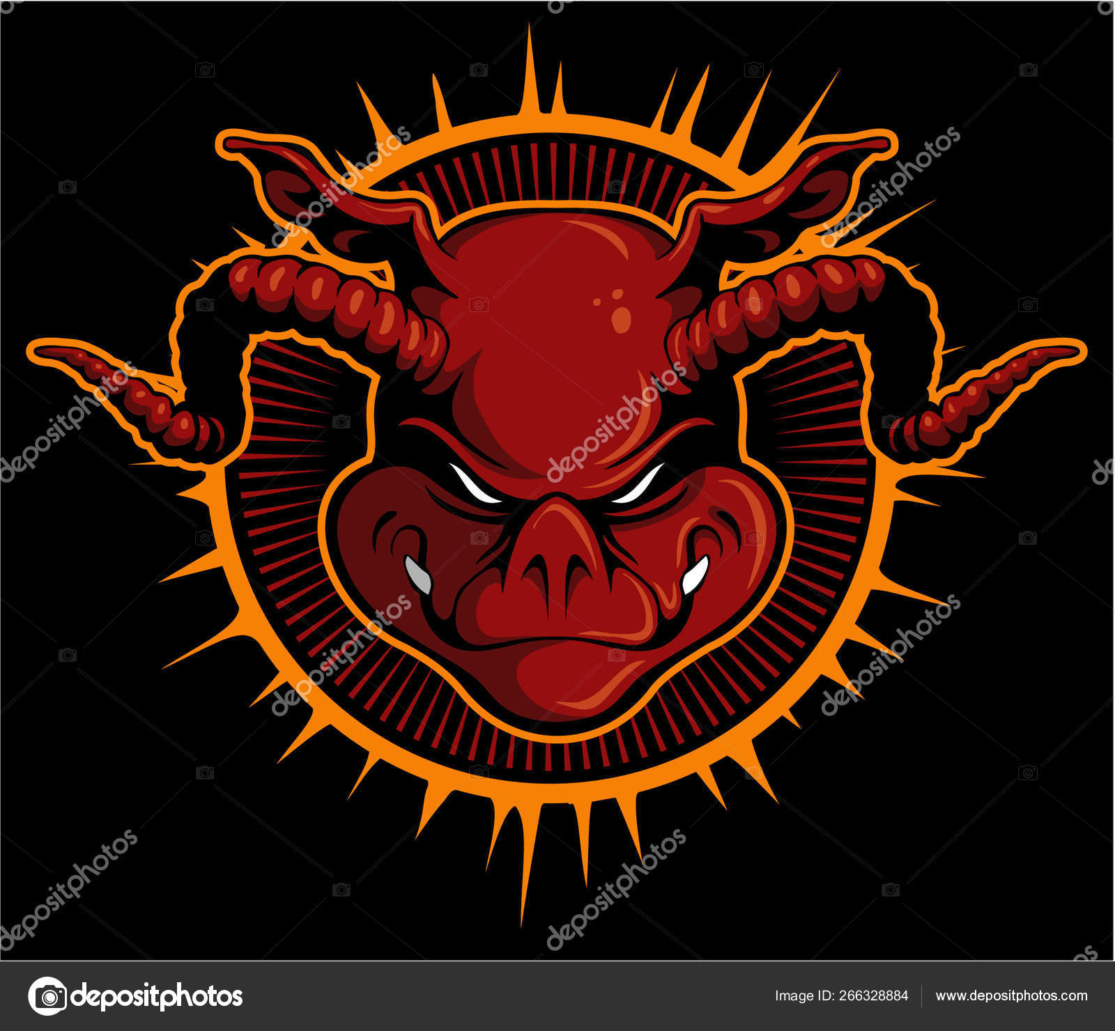 Diablo Rojo Con Cuernos Ilustración Vectorial Vector de stock por ...