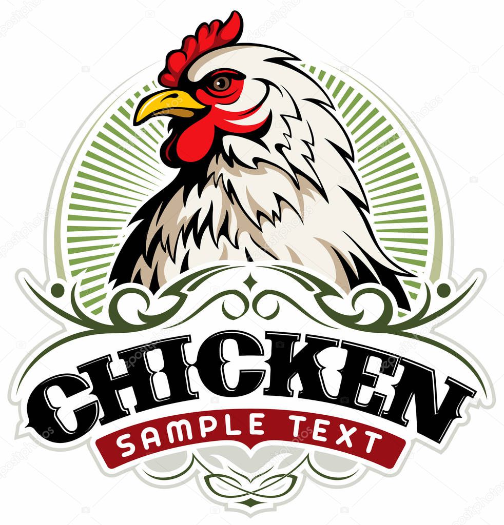 Ilustración Vector Pollo Marco Con Letras Espacio Copia Vector de stock ...