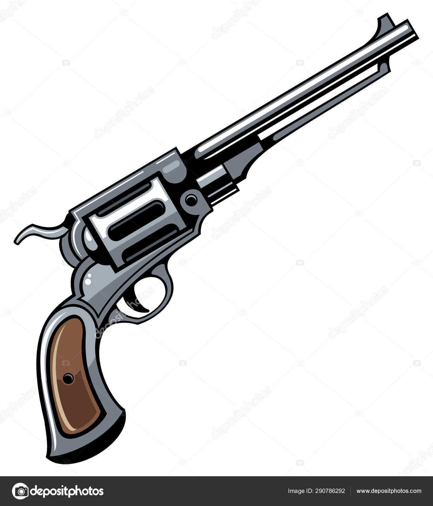 Vector Detailed Old Revolver Gun Isolated White Background Vector Image ...