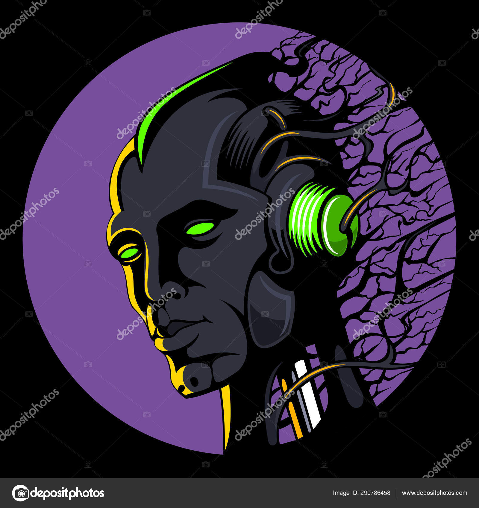 Cyborg Robot Face Portrait Robot Head Tech Technology Concept ...