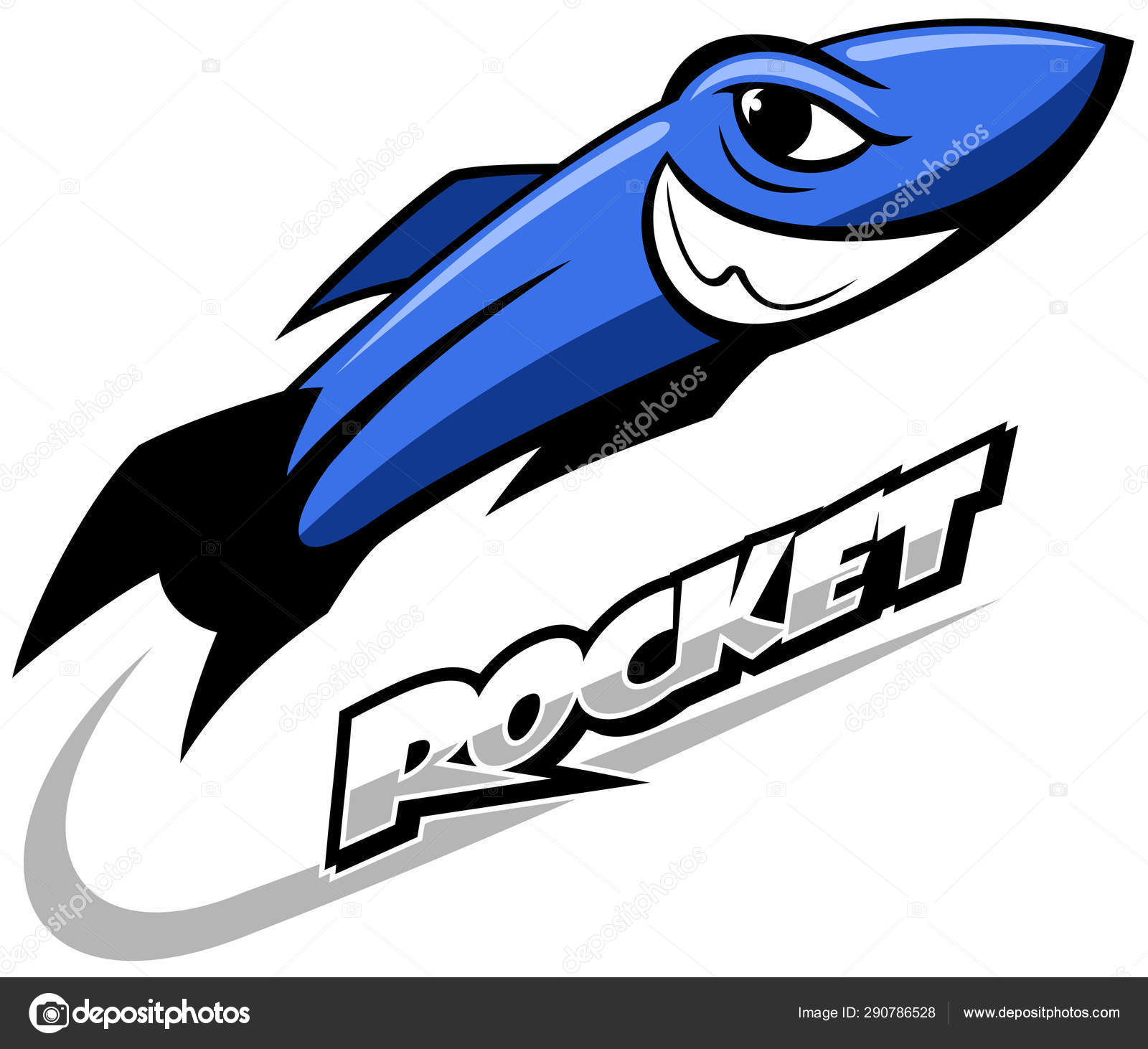 Cartoon Style Flying Rocket Space Ship Vector Logo Concept Isolated ...