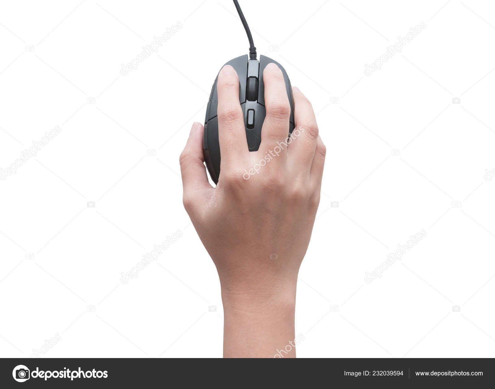Top View Female Hands Clicking Computer Mouse Isolated White Background ...