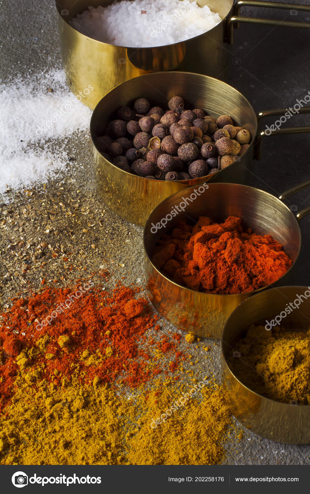 Variety Colorful Spices Dark Background Black Pepper Red Smoked Paprika ...