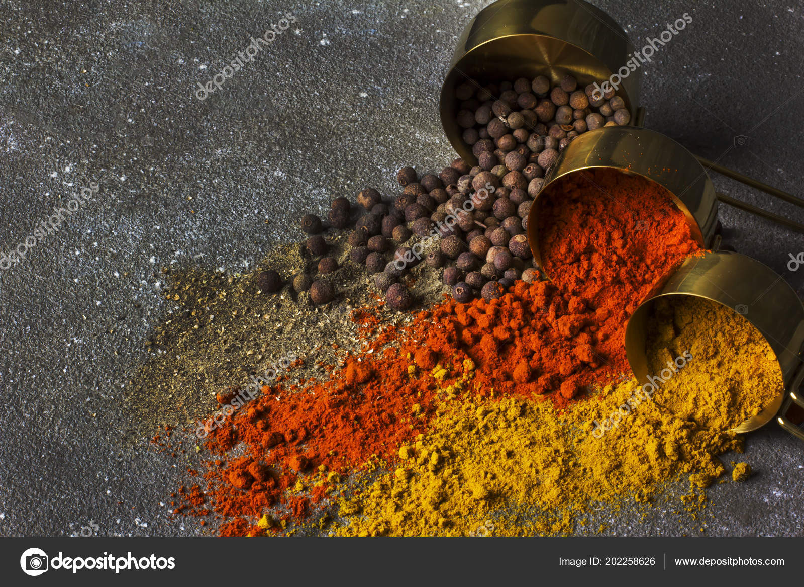 Variety Colorful Spices Dark Background Black Pepper Red Smoked Paprika ...