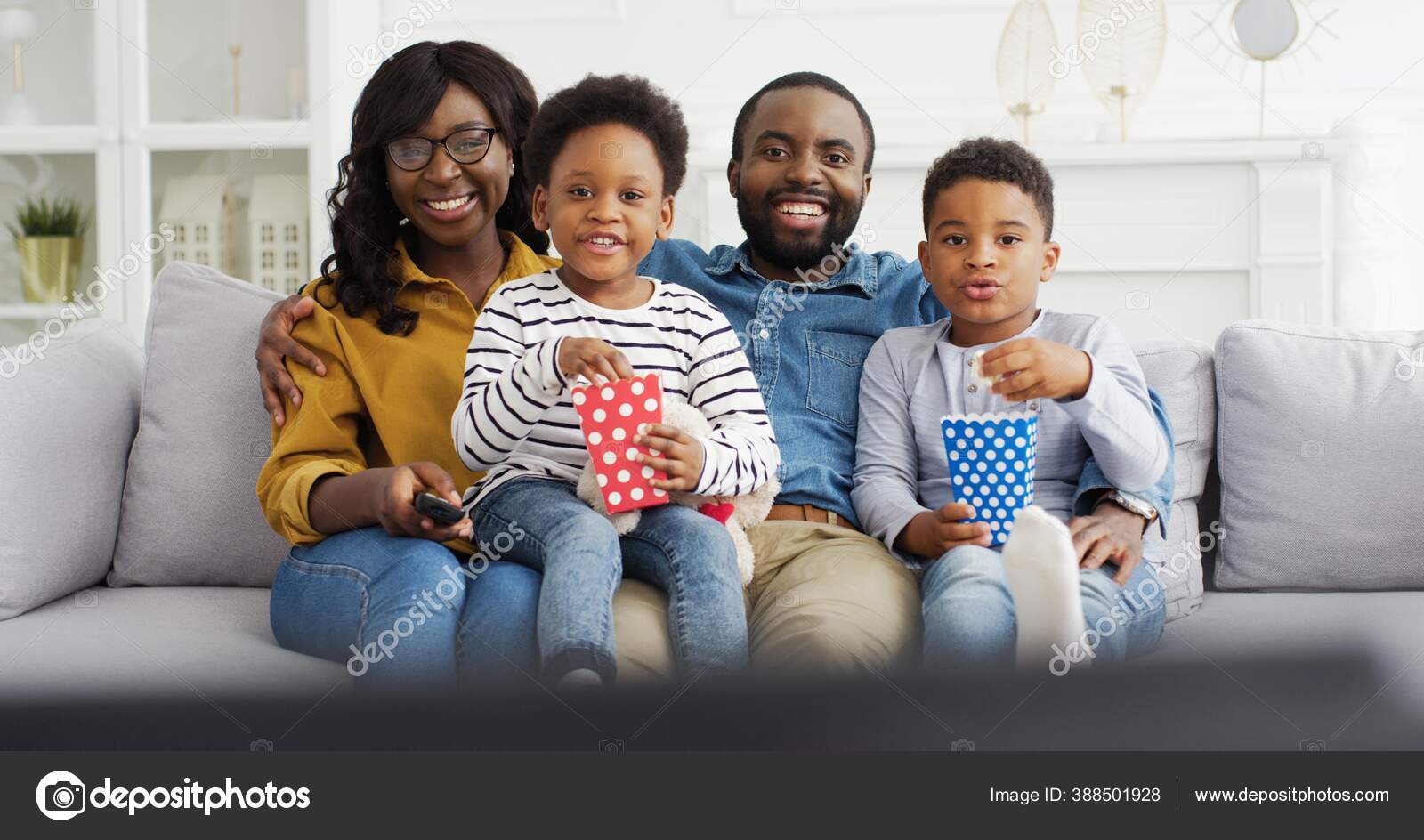 Black Family Watching Tv