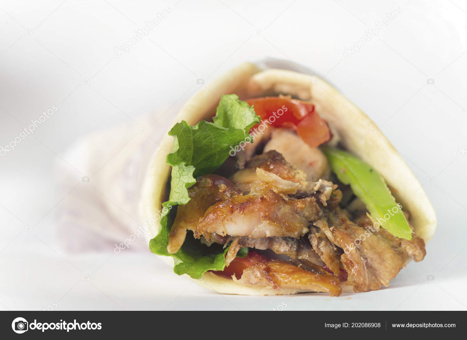 Arabic Greek Turkish Sandwich Meat White Background Stock Photo by ...