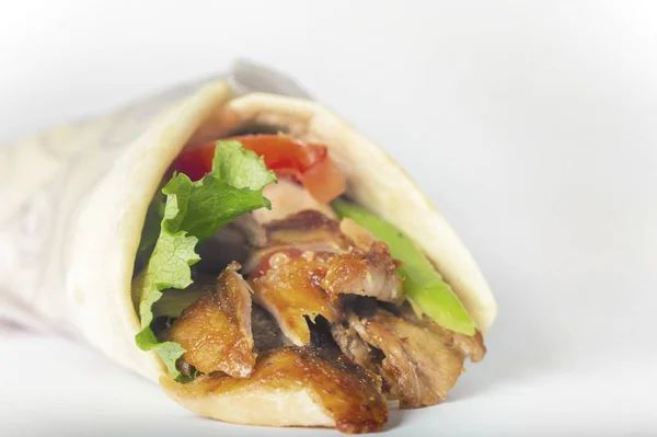 Arabic Greek Turkish Sandwich Meat White Background — Stock Photo ...