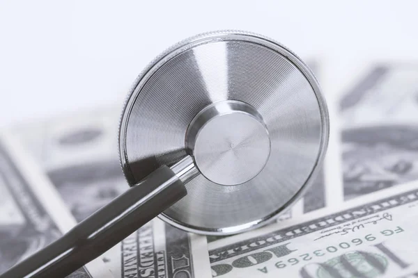 medical stethoscope on dollars banknote.close up - Stock Image - Everypixel