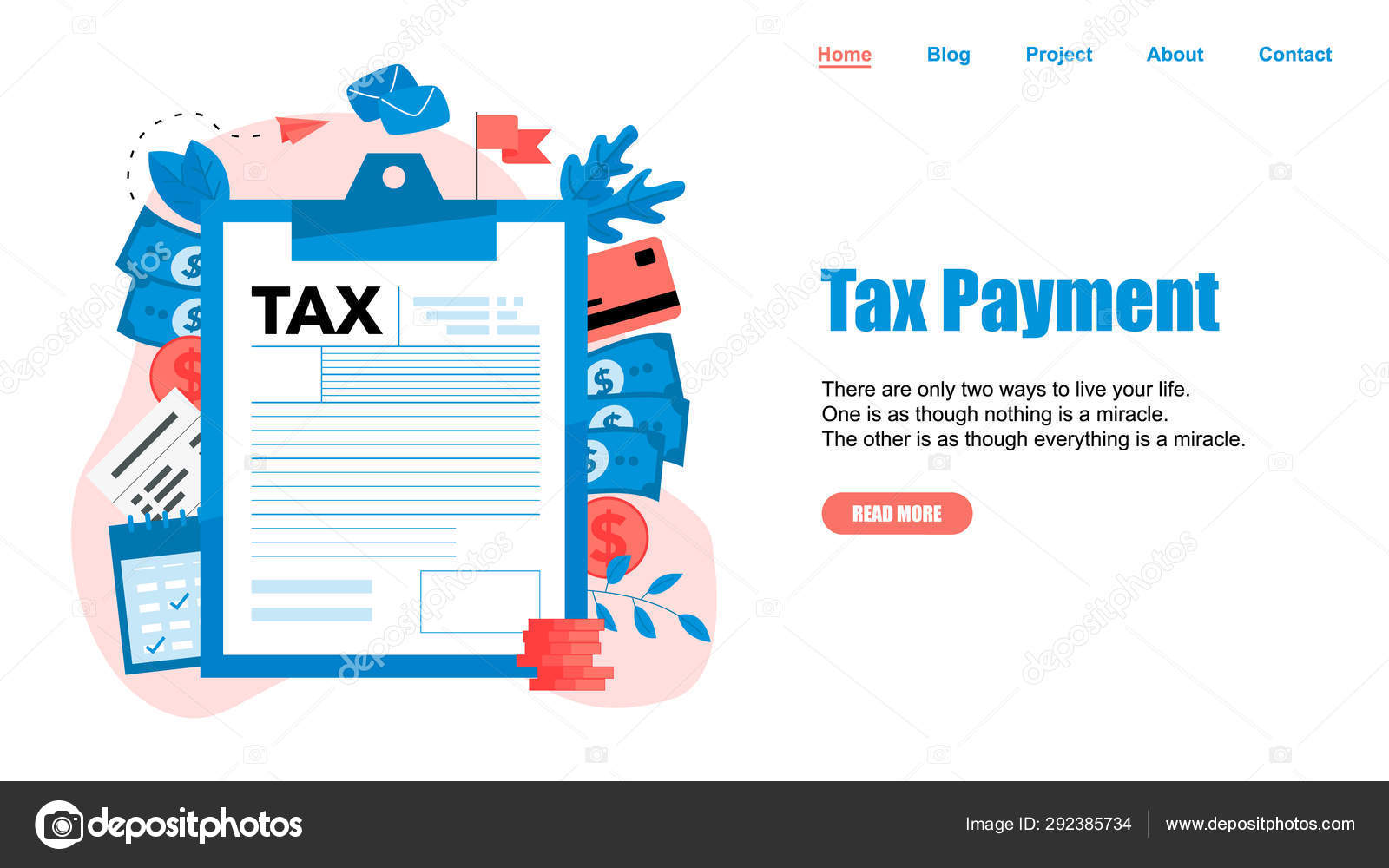 Webpage Template. Tax payment vector illustration concept. Filling tax ...