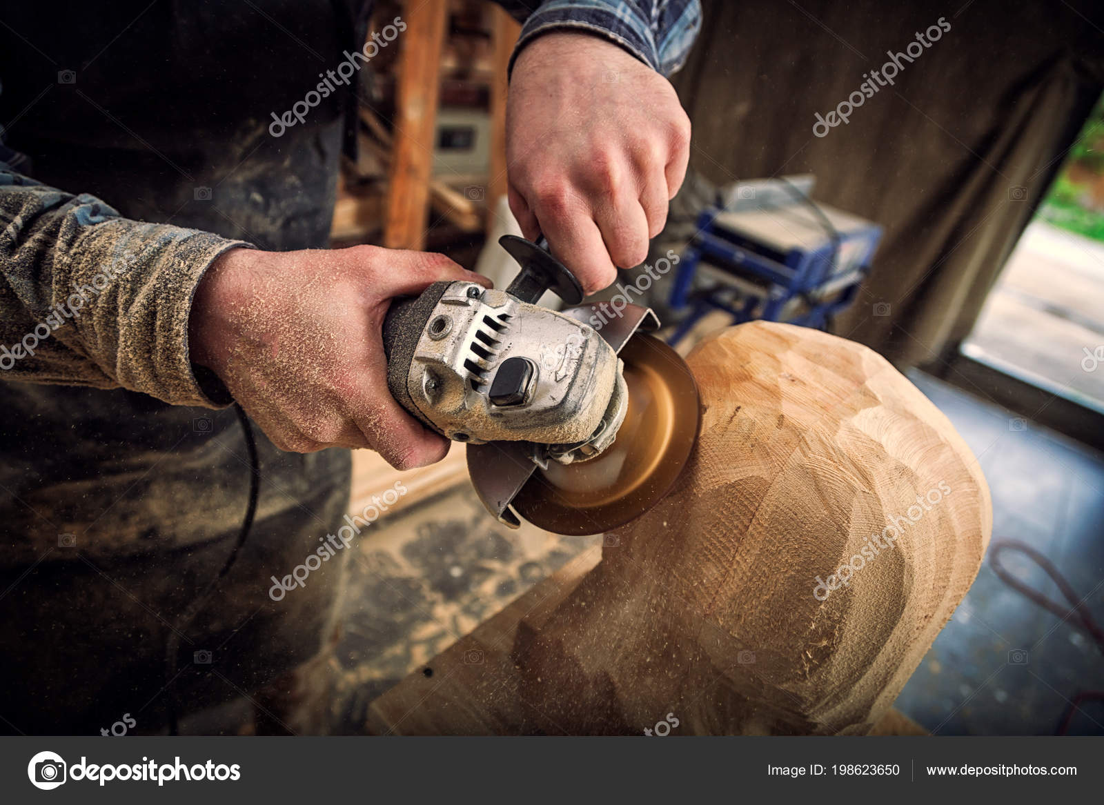 Close Experienced Carpenter Work Clothes Small Buiness Owner Working ...