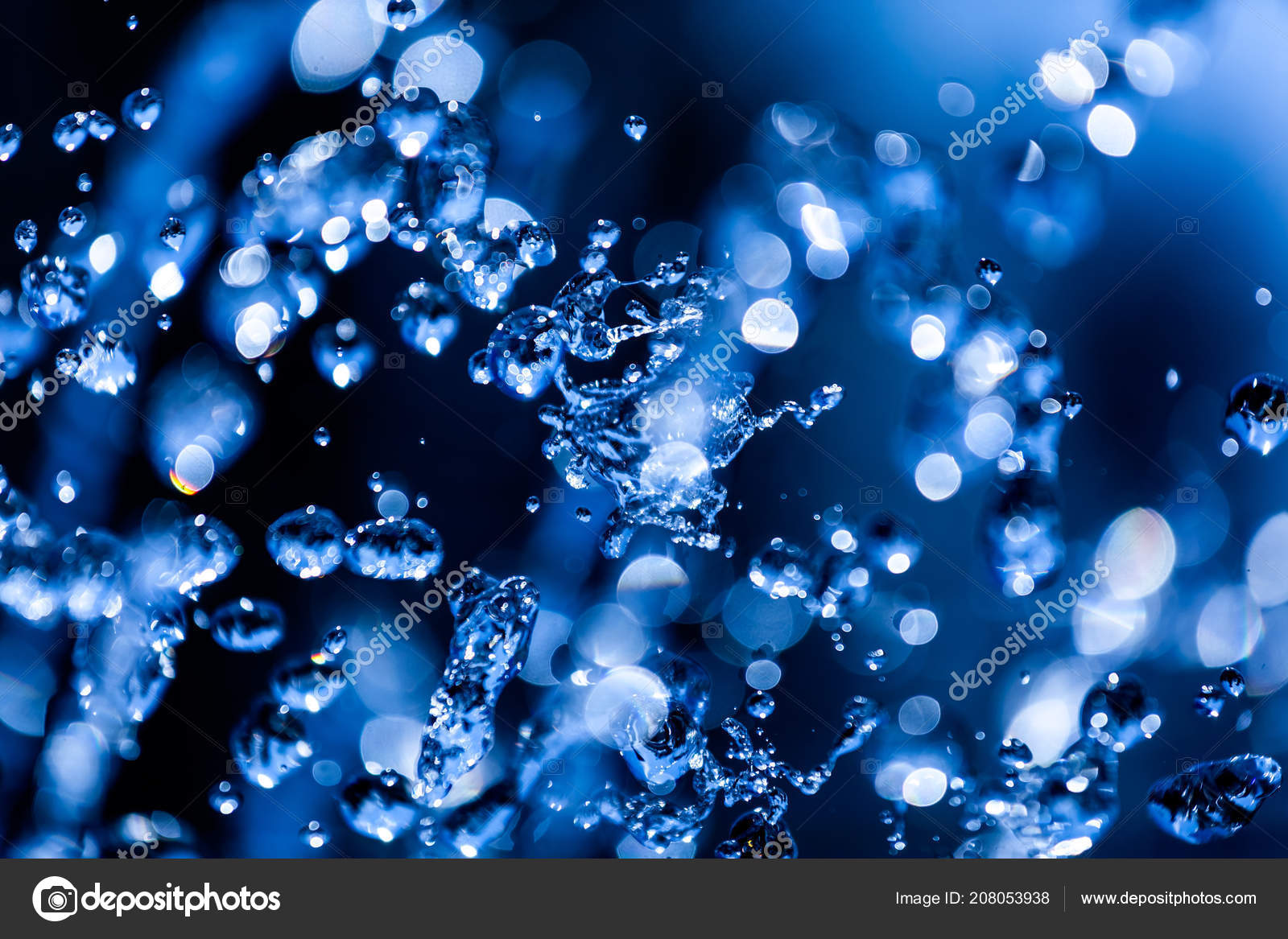 Close Water Drops Blue Gradient Background Covered Drops Water ...