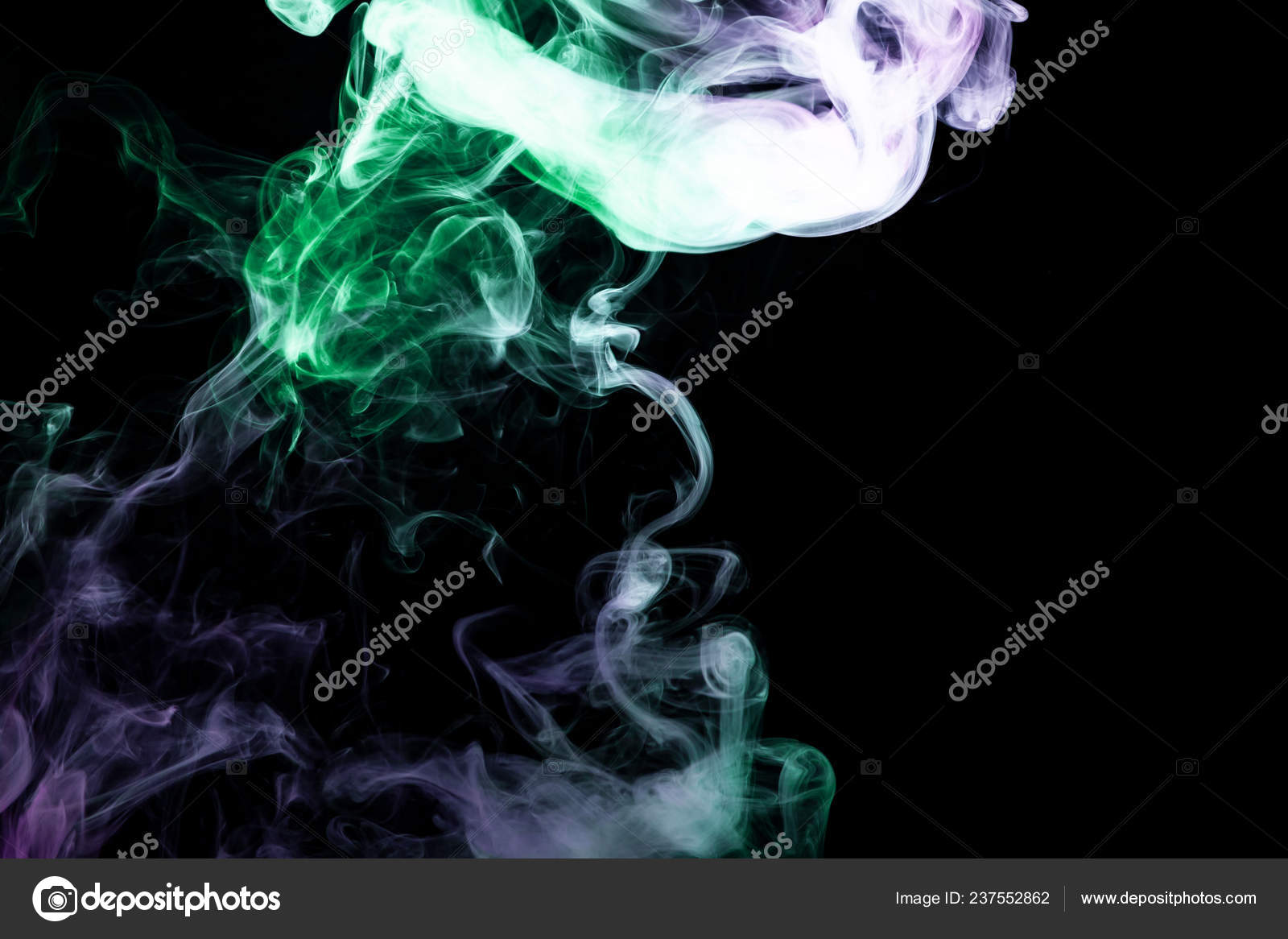 Purple Green Cloud Smoke Black Isolated Background Background Smoke Vap ...