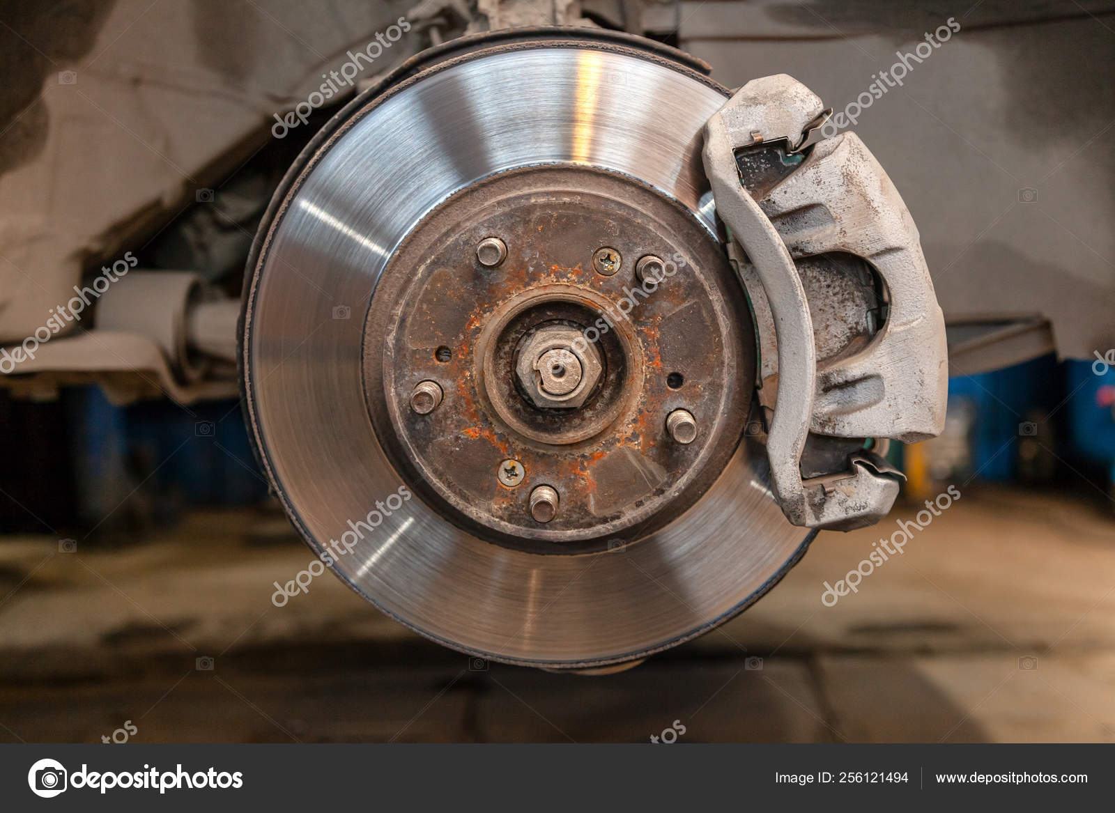 Close Heavily Worn Rear Drum Brakes Car Raised Lift Car — Stock Photo ...