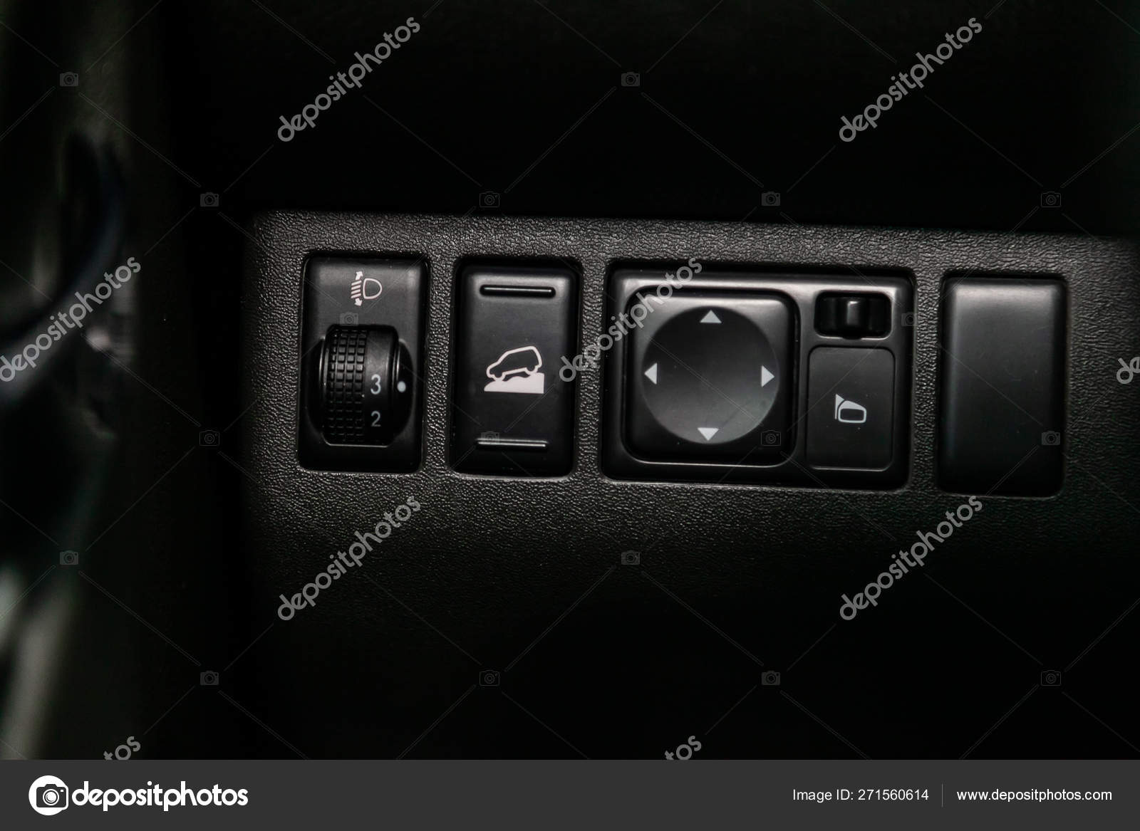 Primer Plano Del Interior Del Coche Negro Botón Liberación Del — Foto ...