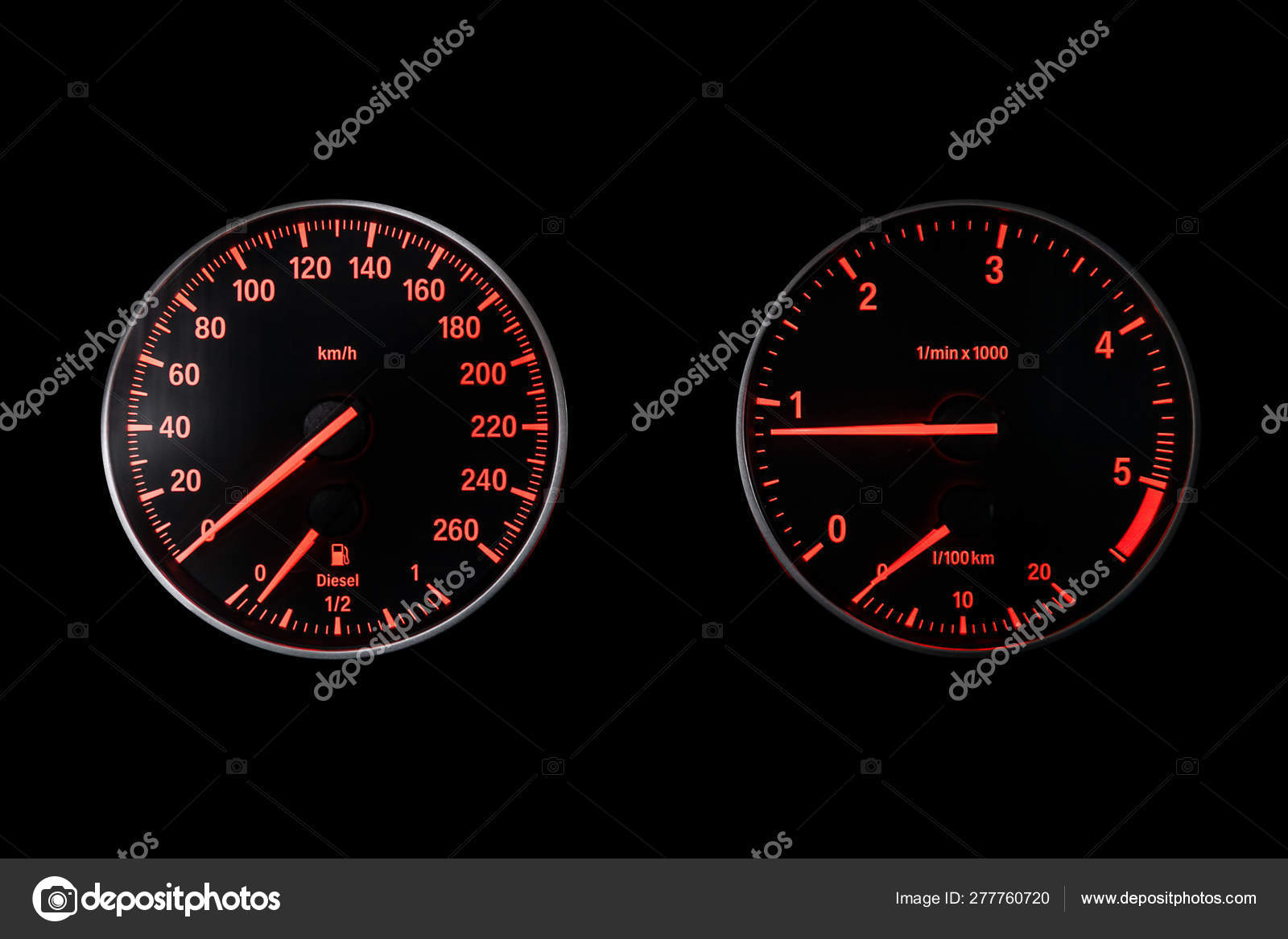 Car Dashboard Wuth Red Backlight Odometer Speedometer Tachometer Fuel ...