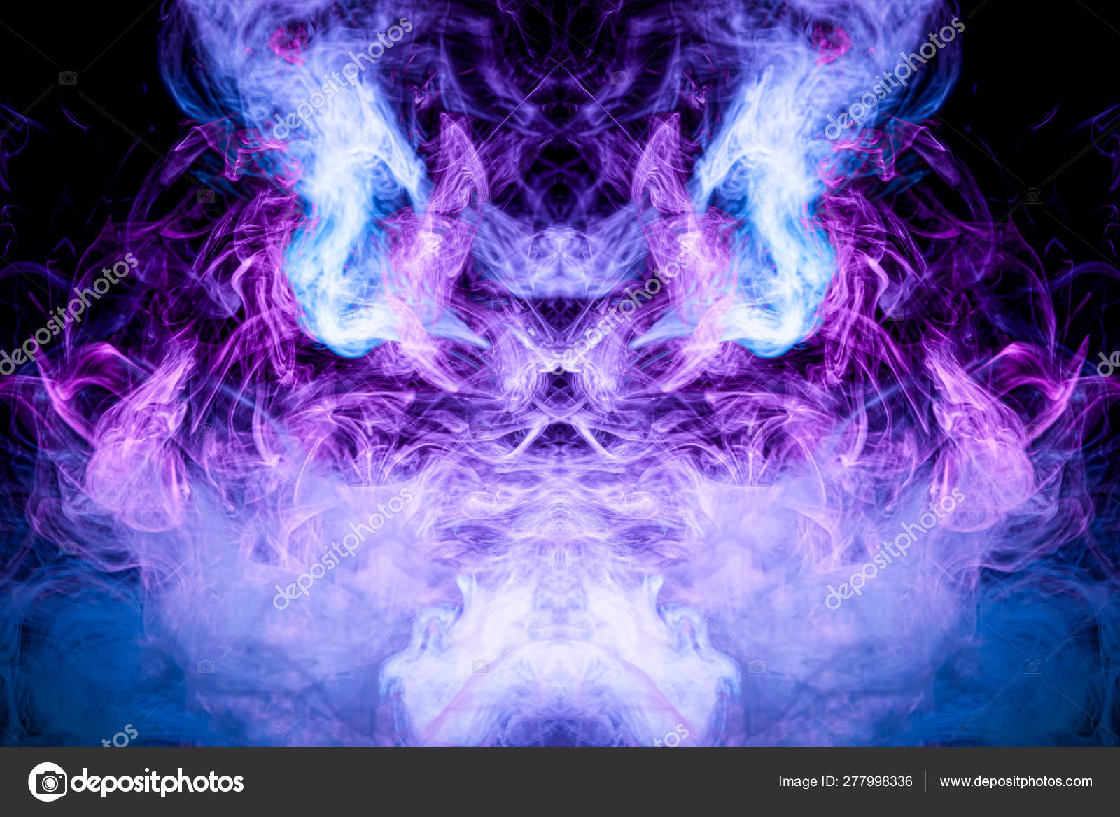 Toxic Movement Blue Purple Color Smoke Abstract Black Background Fire ...