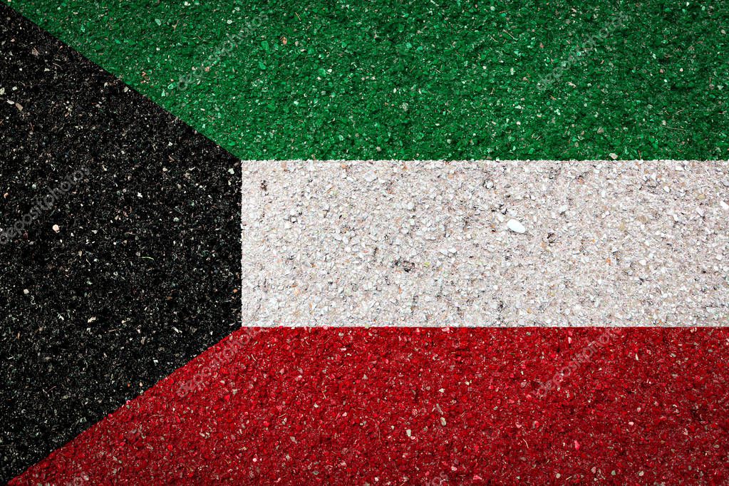 Bandera nacional de Kuwait en un fondo de piedra.El concepto de orgullo ...