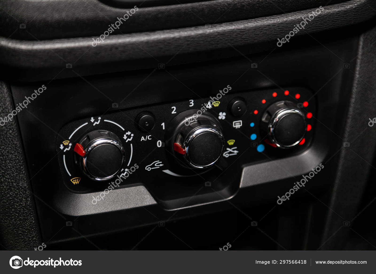 Close Car Ventilation System Air Conditioning Details Controls Modern ...