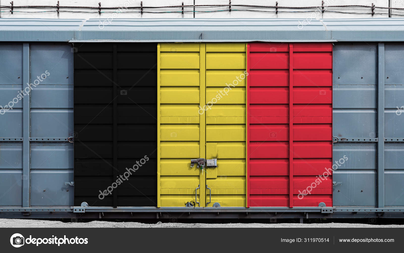 Front View Container Train Freight Car Large Metal Lock National Stock ...